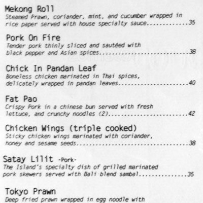 Menu Fat Chow Kuta, Bali